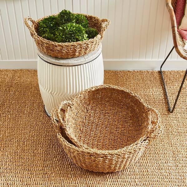 Seagrass Shallow Baskets With Handles, Set Of 3 - Bed Bath & Beyond ...