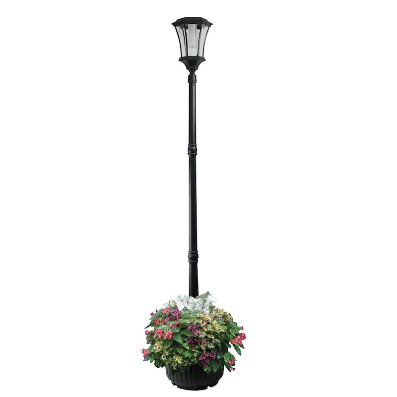 Sun-Ray Abigail Aluminum Solar Lamp Post and Planter, Black - On Sale ...