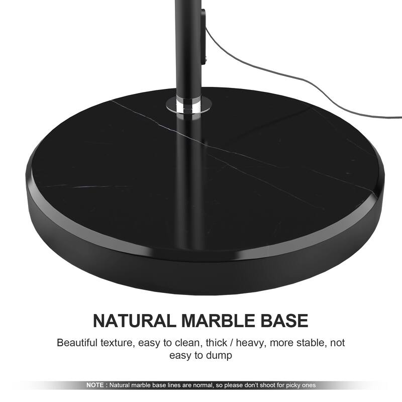 61" Modern Arched Floor Lamp Standing Light Fixture with Marble Base ...