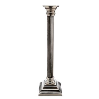Pewter Square Base Column Candlestick - 4.5x4.5x12.5 - Bed Bath ...