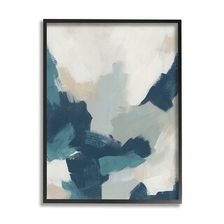 Stupell Abstract Blue & Cream Brush Strokes Framed Giclee Art by June ...