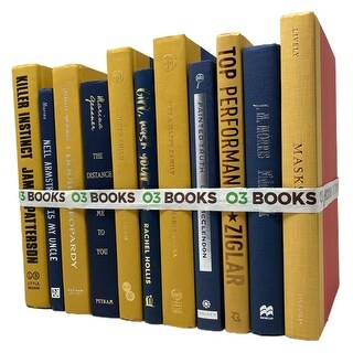 Coastal Sunset Decorative Books Yellow and navy Blue - N/A - Bed Bath ...