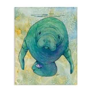 Stupell Green Manatee Underwater Canvas Wall Art Design by Steve ...