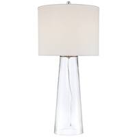 Modern Table Lamp 30" Tall Clear Glass Column for Bedroom Living Room ...