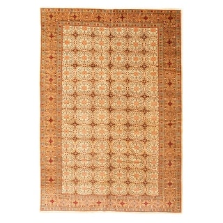 ECARPETGALLERY Hand-knotted Keisari Vintage Light Khaki Wool Rug - 6'4 ...