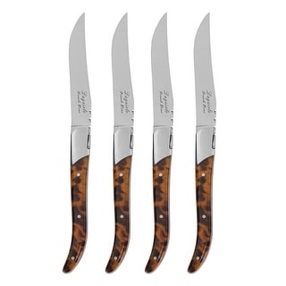 French Home Tortoise Shell 4-Piece Laguiole Connoisseur Steak Knife Set ...