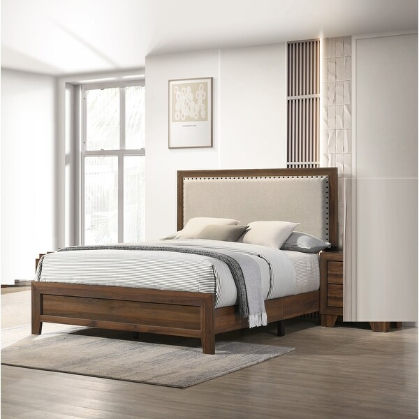Upholstered Panel Bed with Tufted Nailhead Trim Elegant Wooden Bedroom Furniture On Sale Bed Bath Beyond 40494397