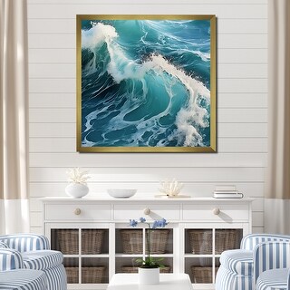 Designart "Fauvism Blue Waves " Ocean Framed Canvas Wall Art - Bed Bath ...