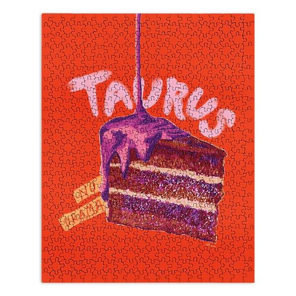 H Miller Ink Illustration Taurus Birthday Cake in Burnt Orange Puzzle ...