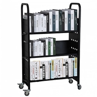 3-Layer V-Shaped Black Library Book Cart - Bed Bath & Beyond - 40934669