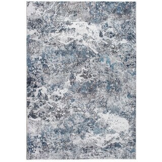 2' x 7' Gray Blue Abstract Galaxy Runner Rug - 3'6" Round - Bed Bath ...
