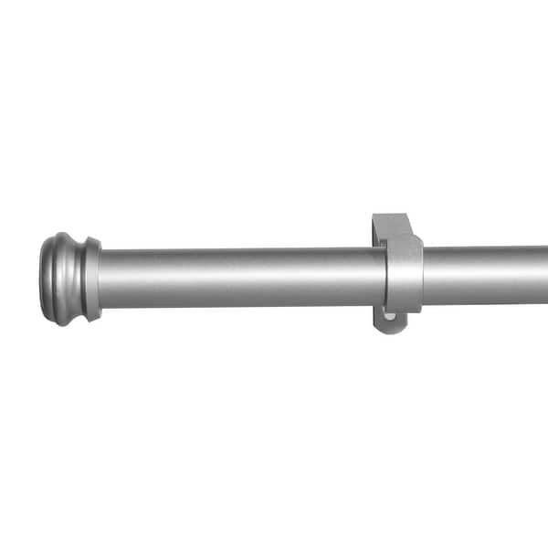 Silver Single Curtain Rod with End Cap Finials - Bed Bath & Beyond ...