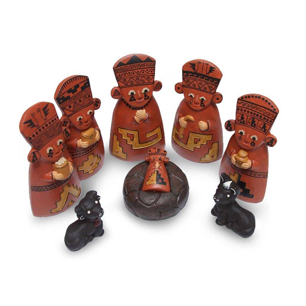 Handmade Born Cuchimilco Ceramic nativity scene (Peru) - 35 x 20 x 18 ...