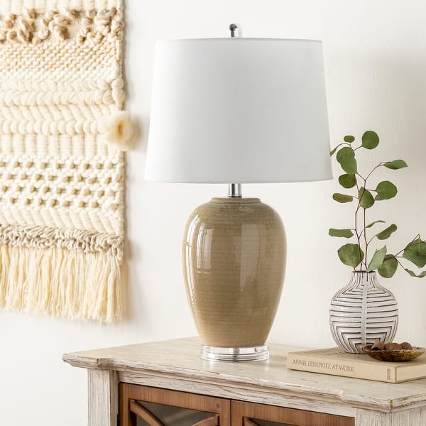 Livabliss Cierra Simple Antiqued Ceramic Traditional Table Lamp - 25"H ...
