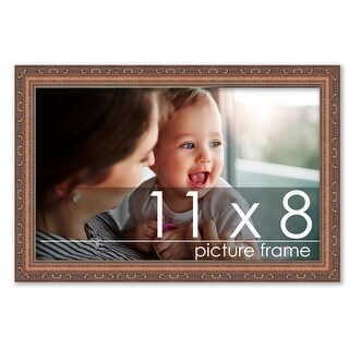 11x8 Traditional Antique Gold Wood Picture Frame - UV Acrylic, Foam ...
