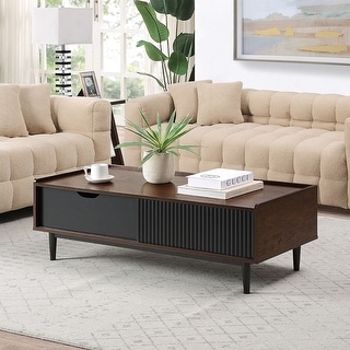 Manhattan Comfort Duane Modern Ribbed Coffee Table with Drawer and ...