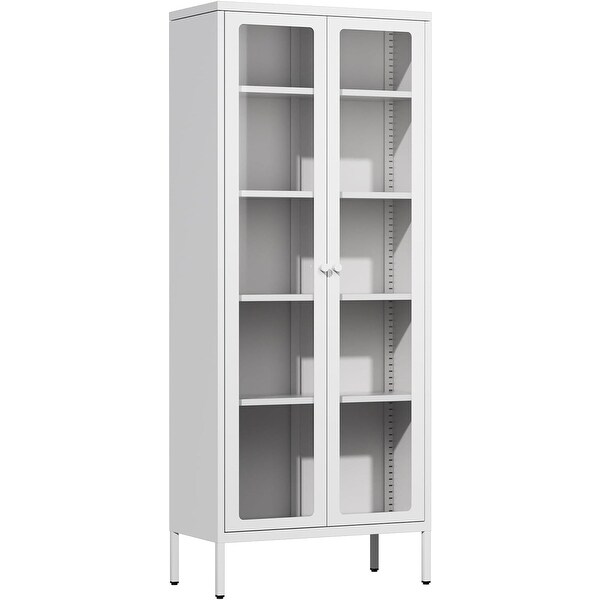 Metal cabinet with glass store