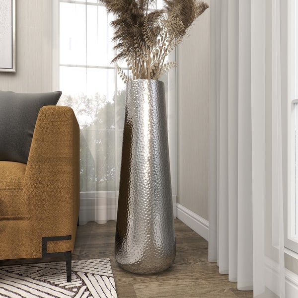 tall silver vase