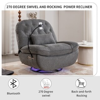270°Swivel Power Recliner with Bluetooth Music Player, Mobile Phone ...