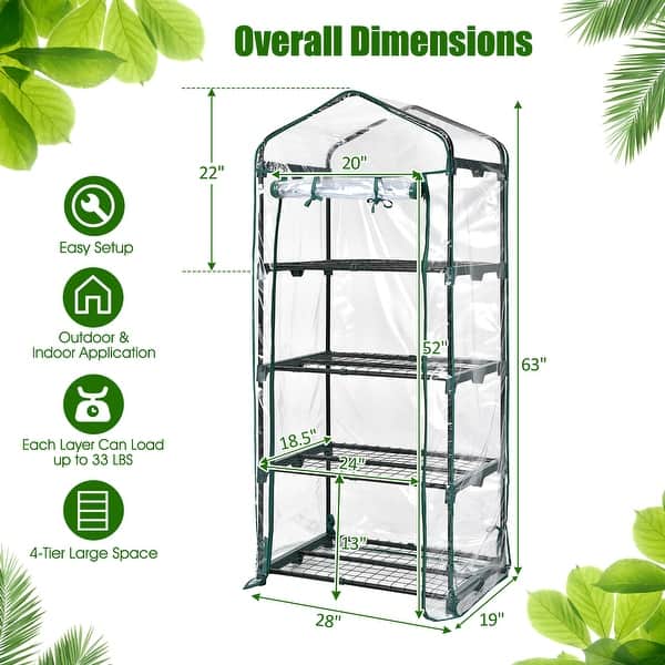Portable Greenhouse Mini Gardening Tent Warm House with 4 Tier Rack ...