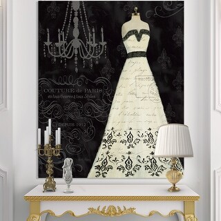 Designart "French Couture II" Fashion Premium Canvas Wall Art - Black ...