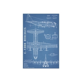 C-130 Hercules Airplane Blueprint - Portrait Print On Acrylic Glass by ...