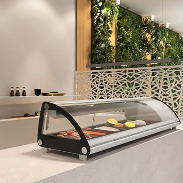 60 in. Glass Sushi Countertop Display Refrigerator with 6 Stainless ...