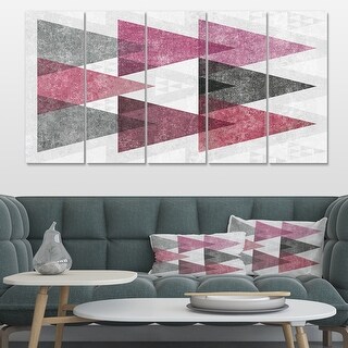 Designart "Pink Geometric Mod Triangles I" Mid-Century Transitional ...