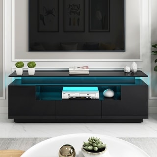 Modern High Gloss TV Stand with Color Changing LED Lights - Bed Bath ...