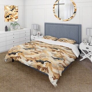 Designart "Desert Sand Dune Camouflage" modern bedding covert set with ...