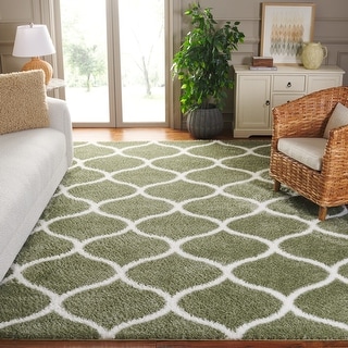 SAFAVIEH Tahoe Shag Avelien Trellis 1.2-inch Thick Rug - On Sale - Bed ...