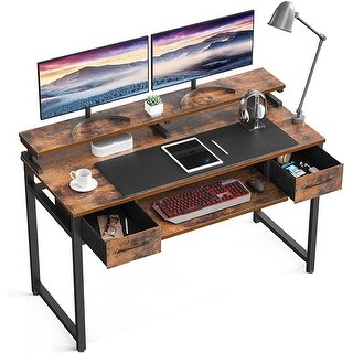 Computer Desk Study Table,Drawers and Keyboard Tray,Brown - Bed Bath ...