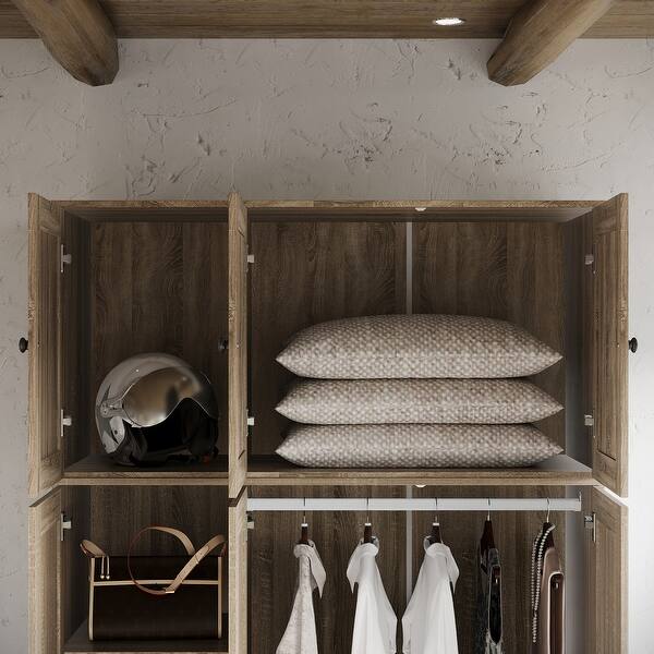 Large Storage Wardrobe Versatile Rattan Door Closet with Deep Drawers ...