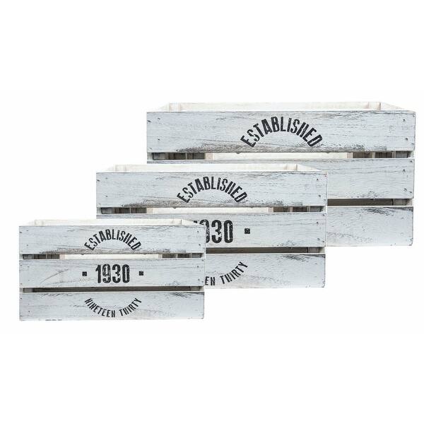 Set Of 3 Antique White Wood Slat Decorative Boxes - Bed Bath & Beyond ...