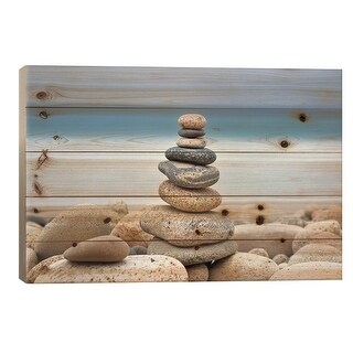 Stonewall Beach Cairn Print On Wood by Katherine Gendreau - Multi-Color ...