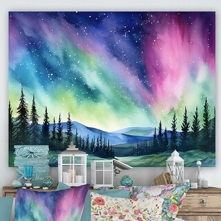 Designart "Pastel Aurora Borealis Scenery II" Aurora Borealis Wall Art ...