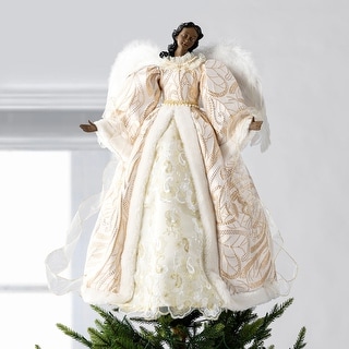 Glitzhome 24"H Faux Fur & PVC Christmas Elegant African Angel Tree ...