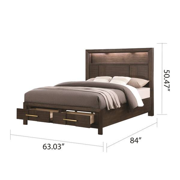 Kenzo Modern Style Full/Queen/King Bed Made with Wood & LED Headboard ...