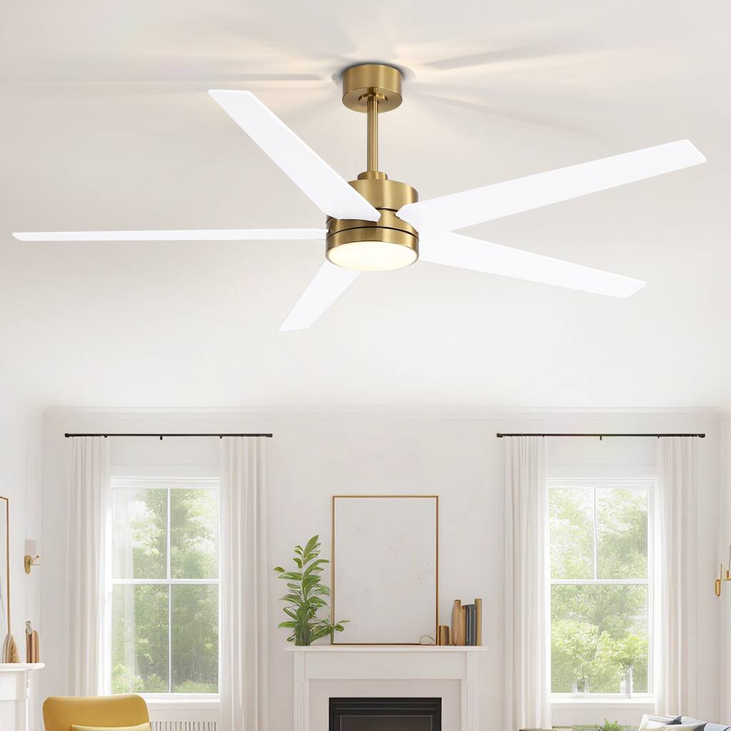65 Inch 5-Blade LED Ceiling Fan with Light and Remote - Overstock ...