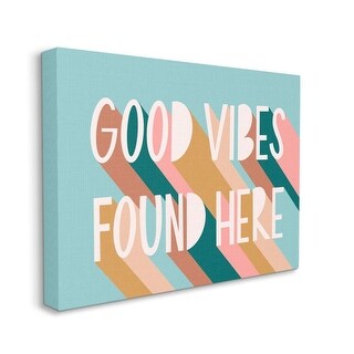 Stupell Good Vibes Found Here Quote Pastel Color Pop Canvas Wall Art ...