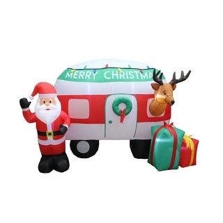 A Holiday Company 8 Ft Wide Inflatable Christmas Santa Camper Lawn ...
