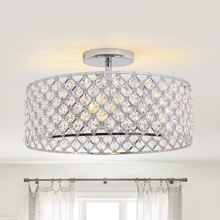 15" Modern Glam 3-Light Crystal Semi Flush Mount Ceiling Lights - Bed ...