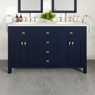 Totti Artemis 60" Blue DS Bath Vanity with WH Engineered Top - Bed Bath ...