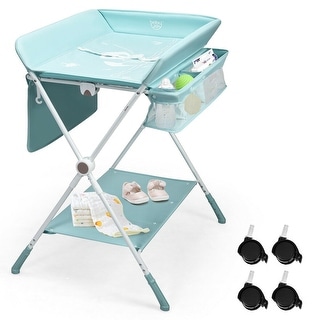 Folding Baby Changing Table with Storage - 31.5" x 29.5" x 39"-41.5" (L ...