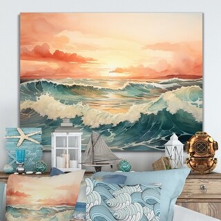 Designart "Dramatic Tide II" Coastal Metal Wall Art Prints - Bed Bath ...