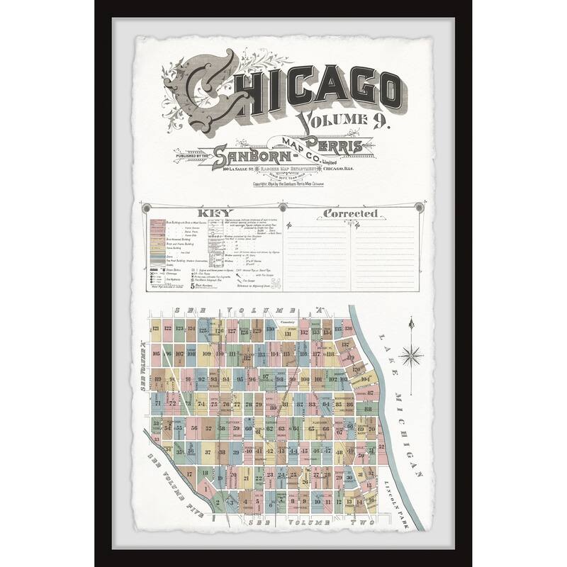 'Chicago Block Map' Framed Painting Print - Overstock - 33983900