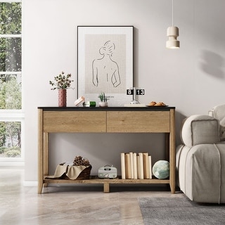 47 Inch Modern Farmhouse Double Drawers Console Table - Bed Bath ...