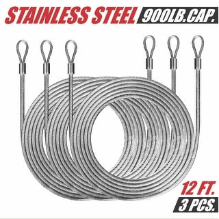 ColourTreeUSA Wire Cable Ropes (12 ft each) Hardware Installation Kit ...