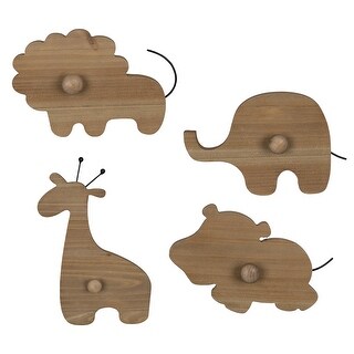 Set of 4 Safari Animals Wall Hooks 7" - Bed Bath & Beyond - 37565235