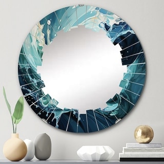 Designart "Blue Fluid Grind I" Abstract Marble Modern Wall Mirror - Bed ...